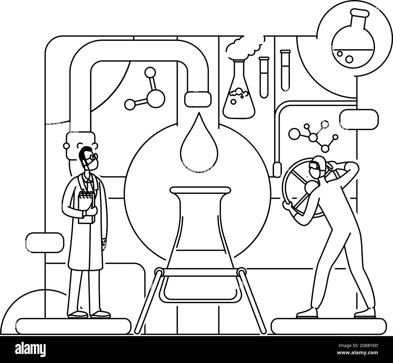 Chemical analysis thin line concept vector illustration Stock Vector ...