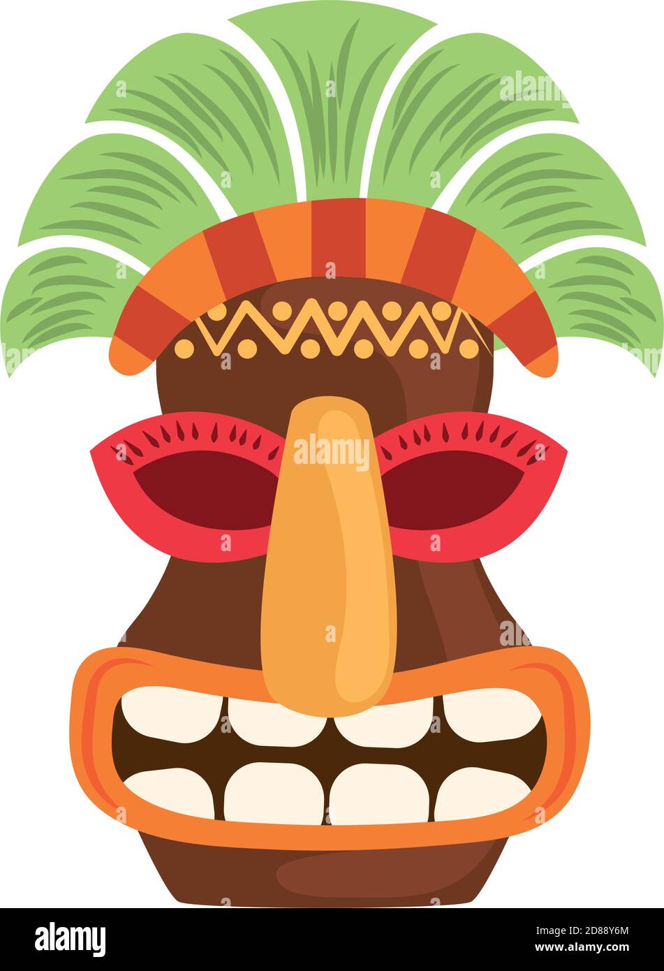 tiki tribal wooden ethnic mask isolated on white background vector ...