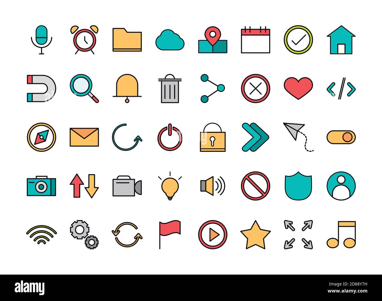 set of user interface icons, mobile app button media and navigation ...
