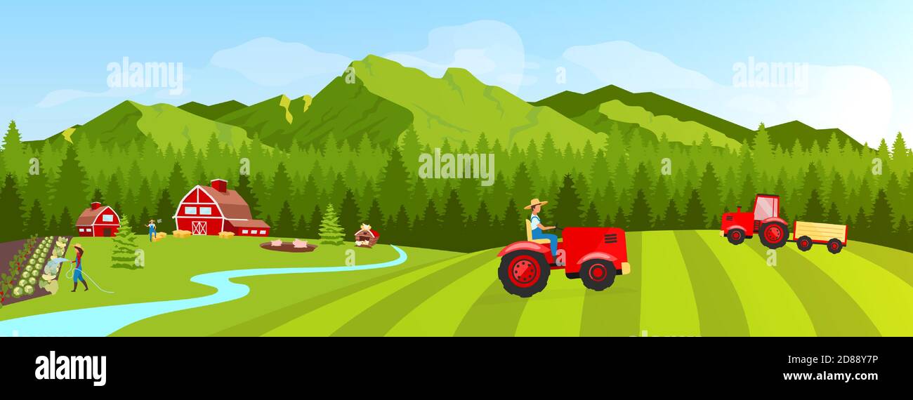 Farmland flat color vector illustration Stock Vector Image & Art - Alamy