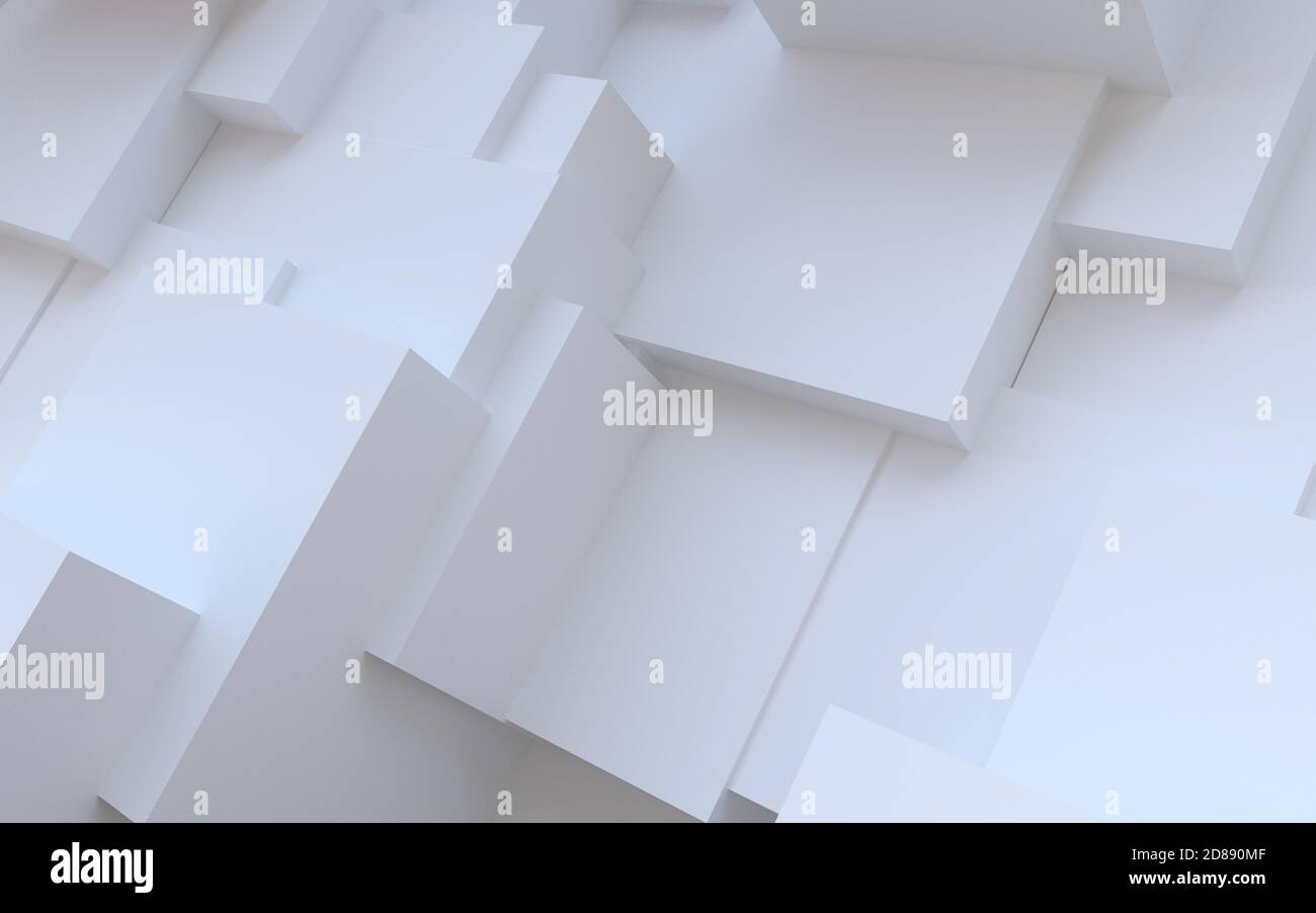 Abstract white background. Random plaster cubes. Interior design ...