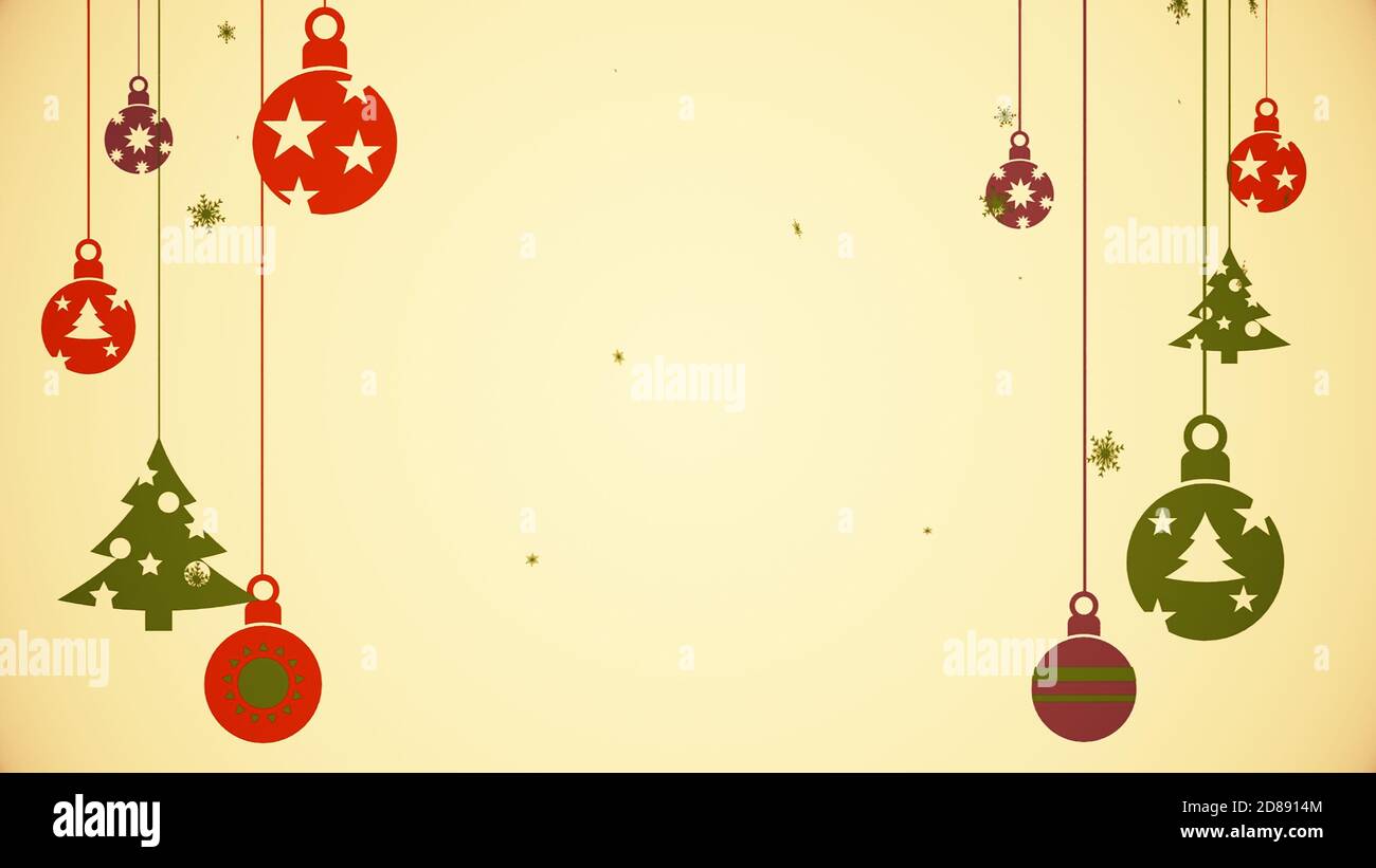 Flat 2d christmas background illustration with hanging christmas ...