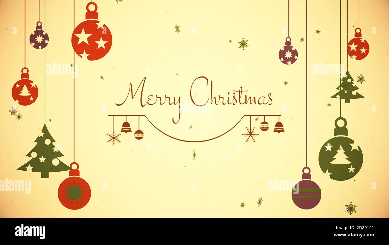 Flat 2d christmas background illustration with merry christmas text ...