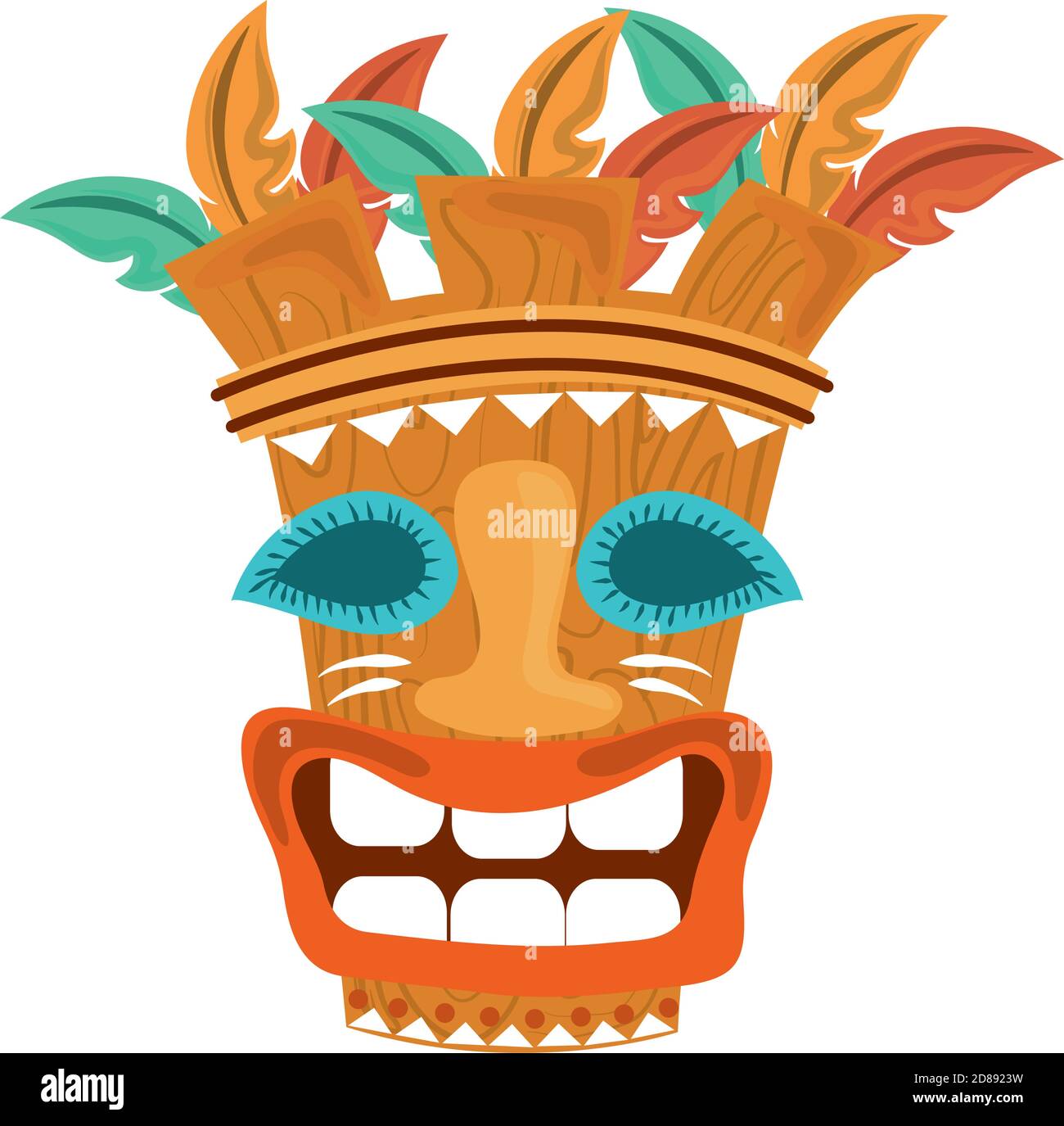 tiki tribal exotic wooden mask isolated on white background vector ...