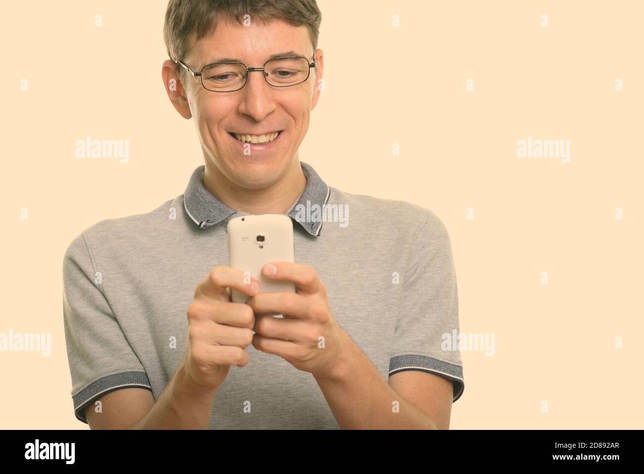 Happy looking phone close up hi-res stock photography and images - Alamy