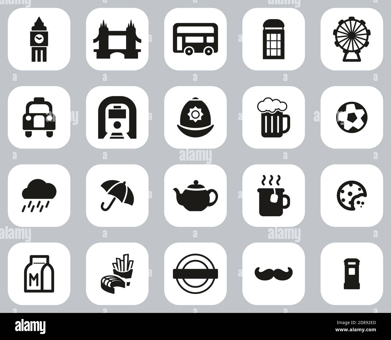 London City & Culture Icons Black & White Flat Design Set Big Stock Vector Image & Art - Alamy