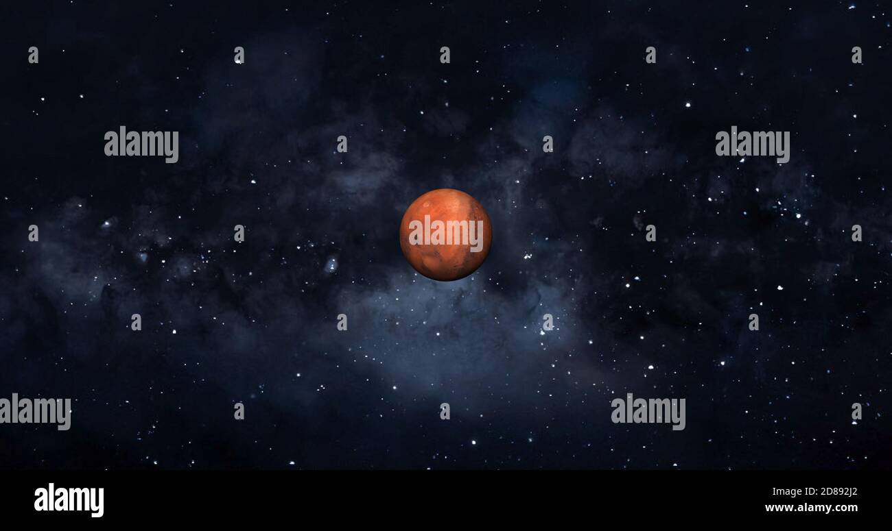 Mars planet on space with colorful starry night. front view of Mars ...