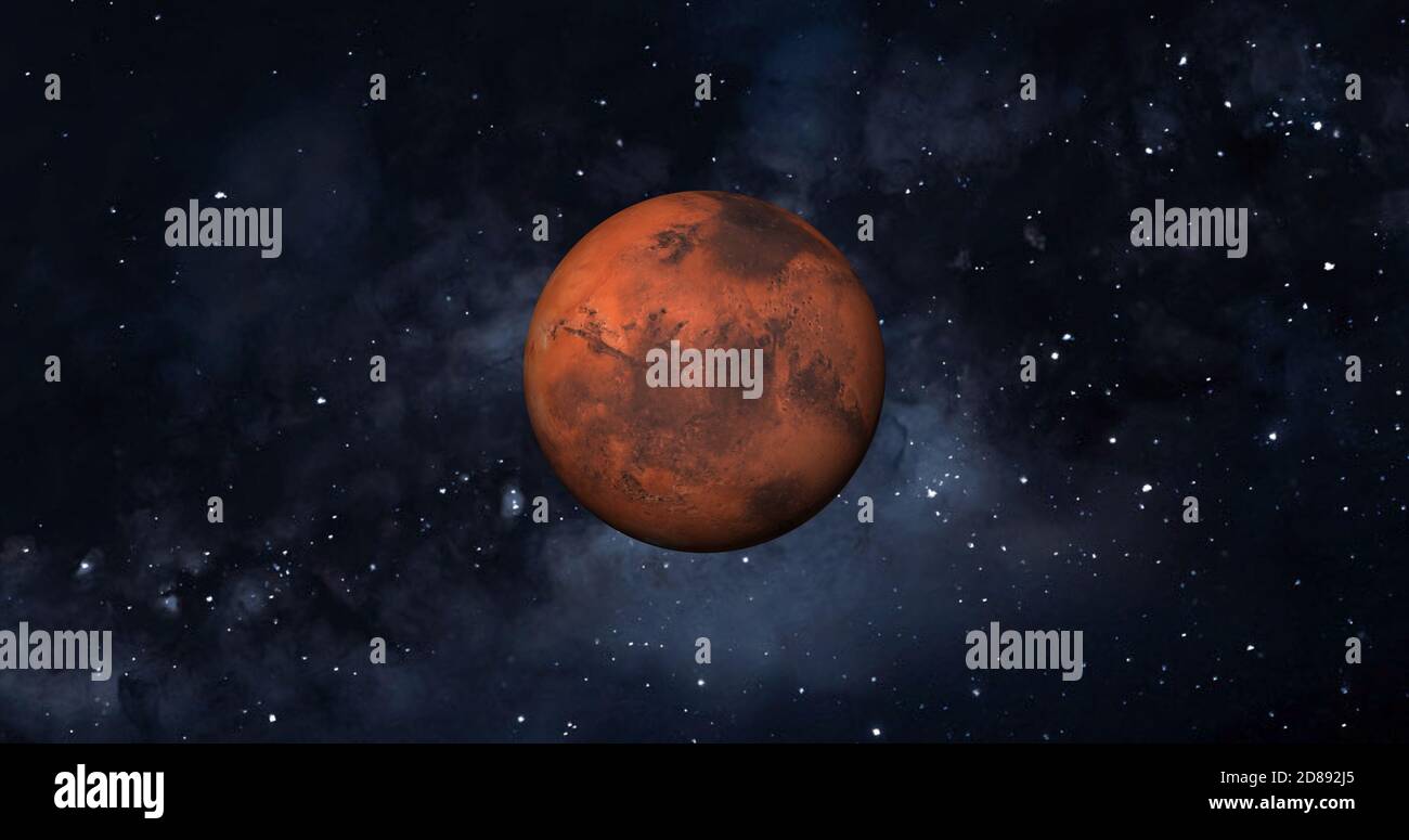 Mars planet on space with colorful starry night. front view of Mars ...