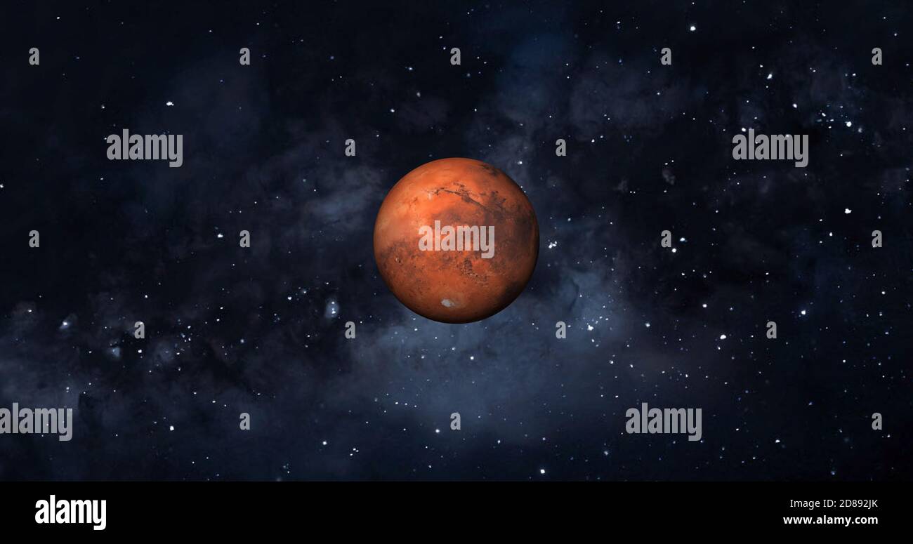 Mars planet on space with colorful starry night. front view of Mars ...