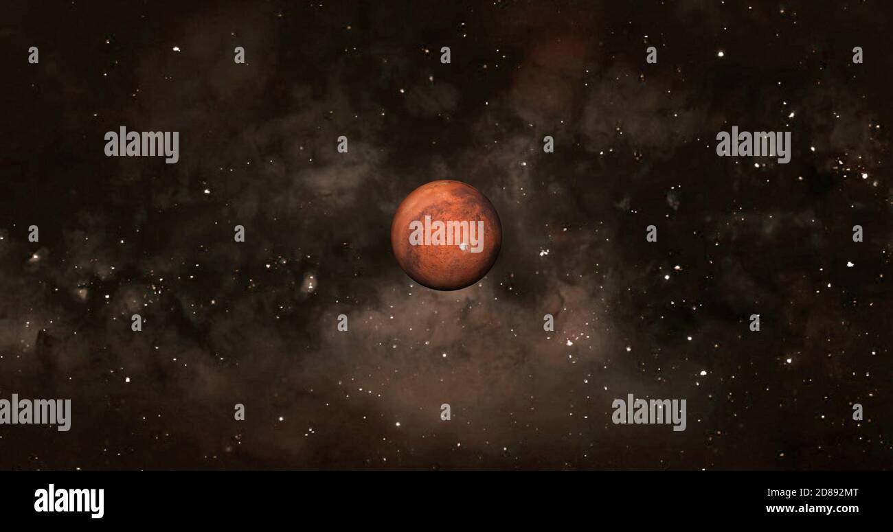 Mars planet on space with colorful starry night. front view of Mars ...