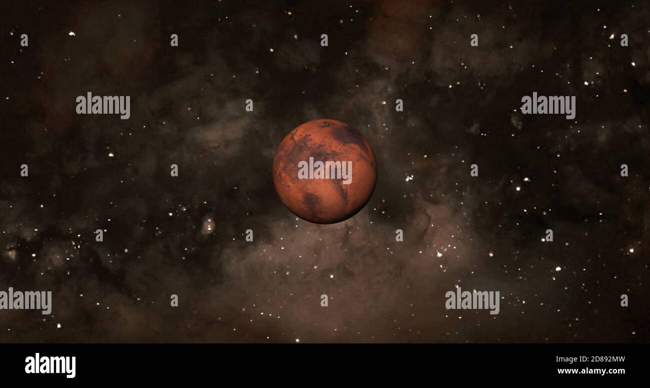 Mars planet on space with colorful starry night. front view of Mars ...