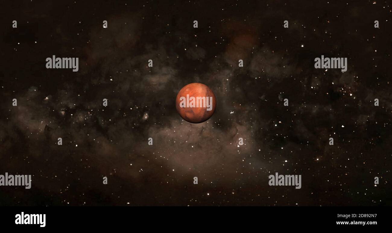 Mars planet on space with colorful starry night. front view of Mars ...