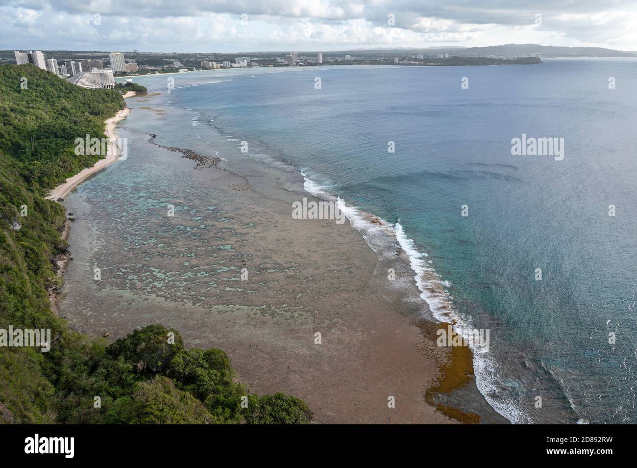 The coastline beneath Puntan Dos Amantes on Guam looks like a facial ...