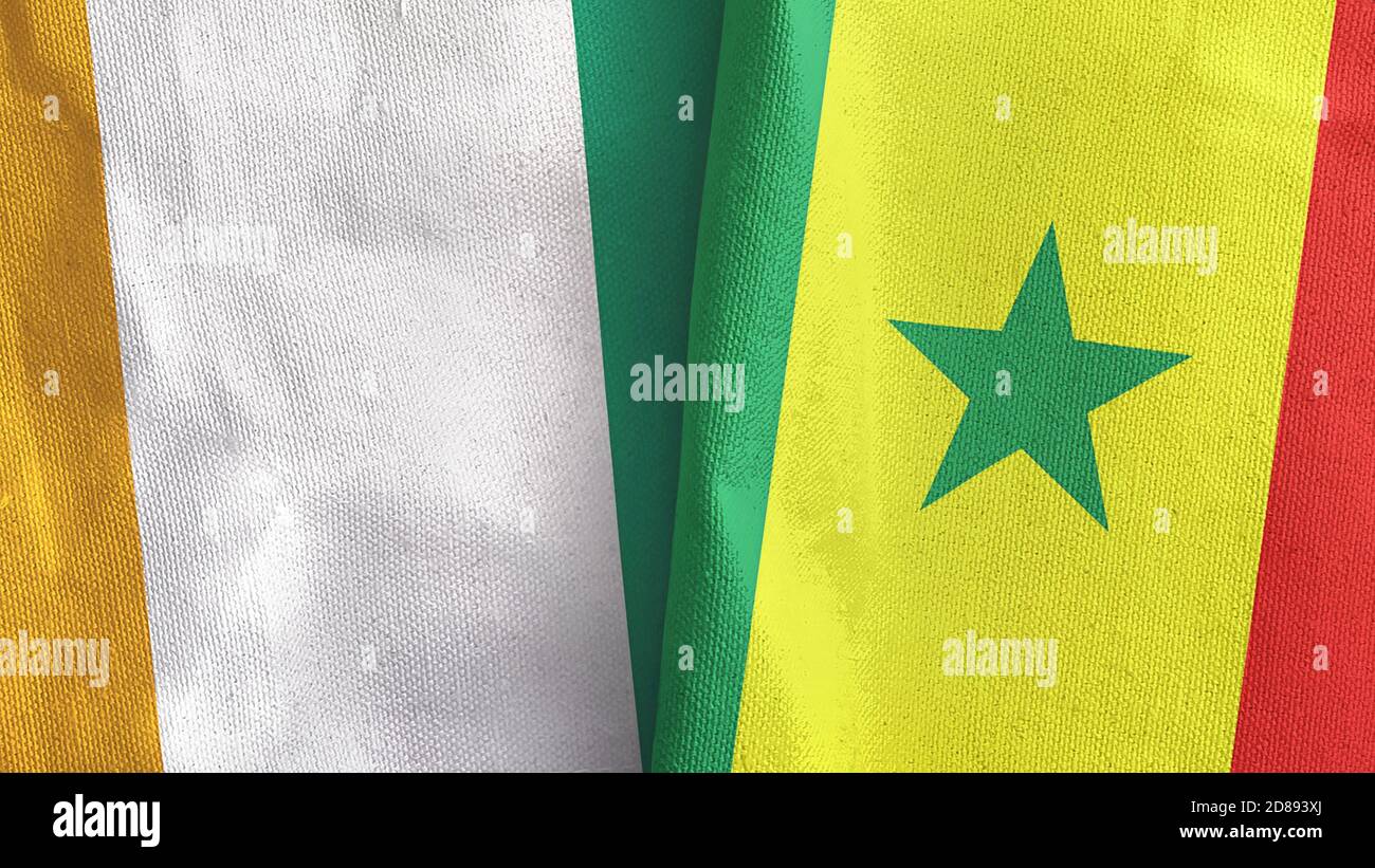 Senegal and Cote d'Ivoire Ivory coast two flags textile cloth 3D ...