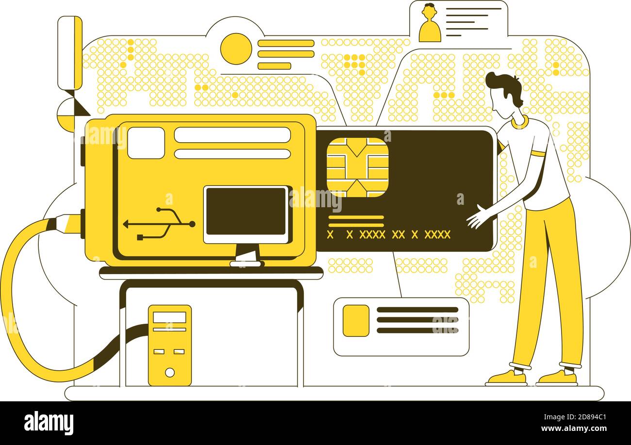 Smart card thin line concept vector illustration Stock Vector Image ...