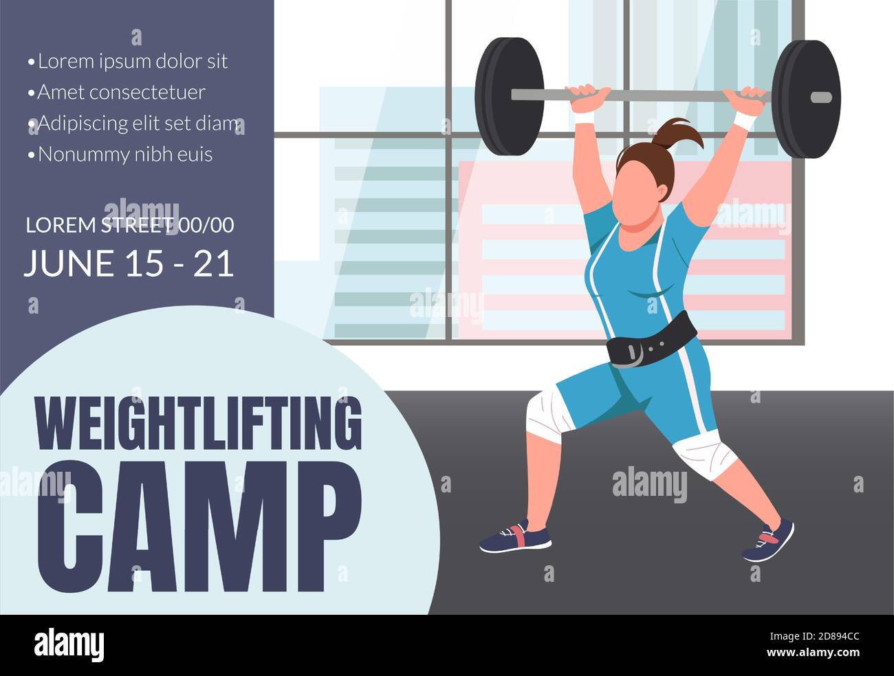 Weightlifting camp banner flat vector template Stock Vector Image & Art ...