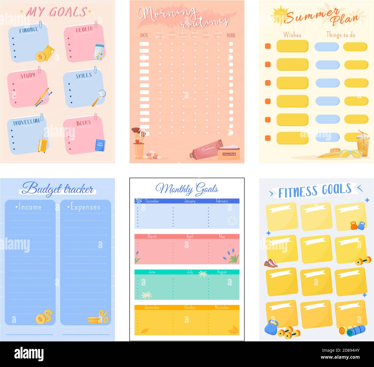 My goals creative planner page set design Stock Vector Image & Art - Alamy