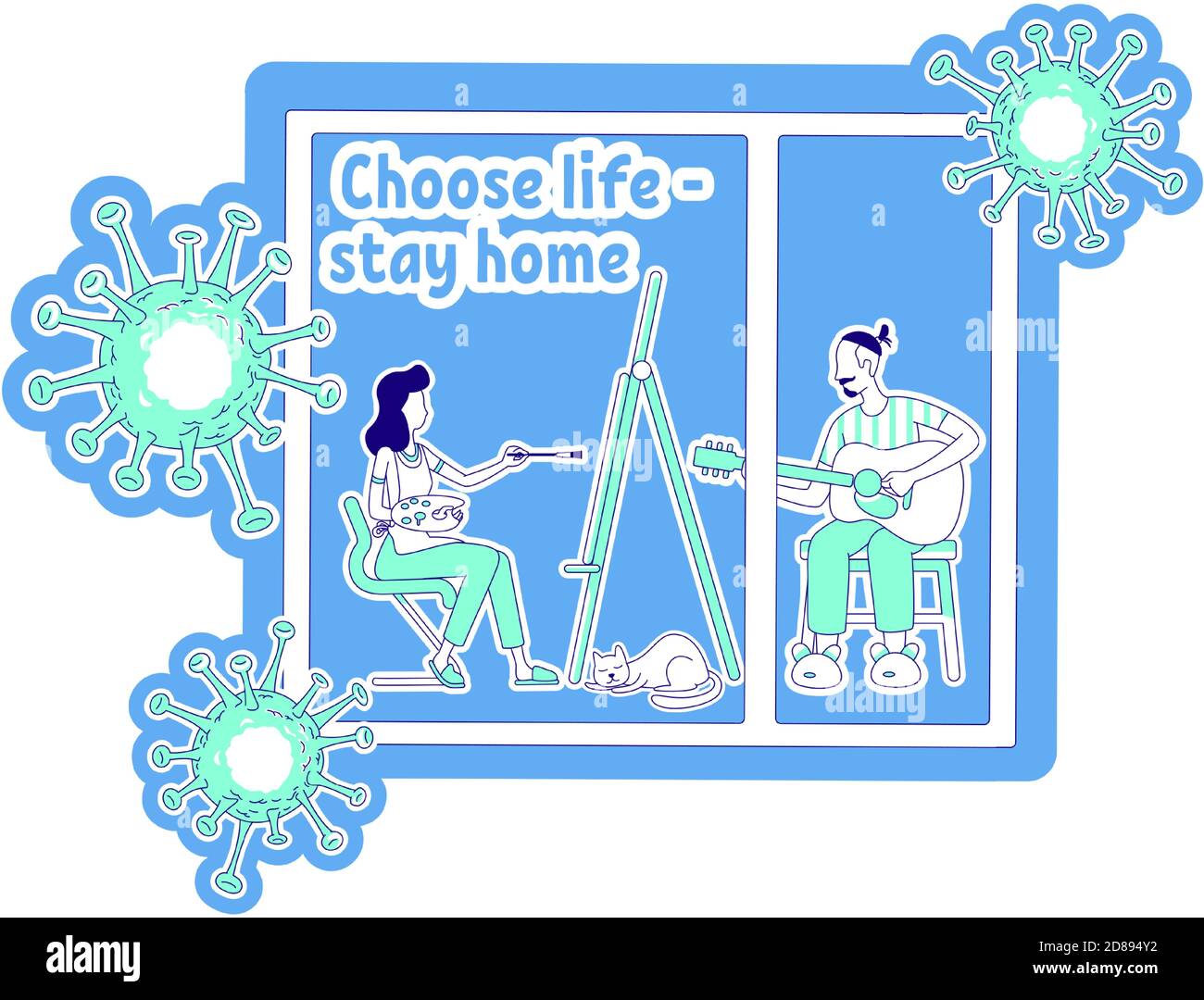 Choose life stay home thin line concept vector illustration Stock ...