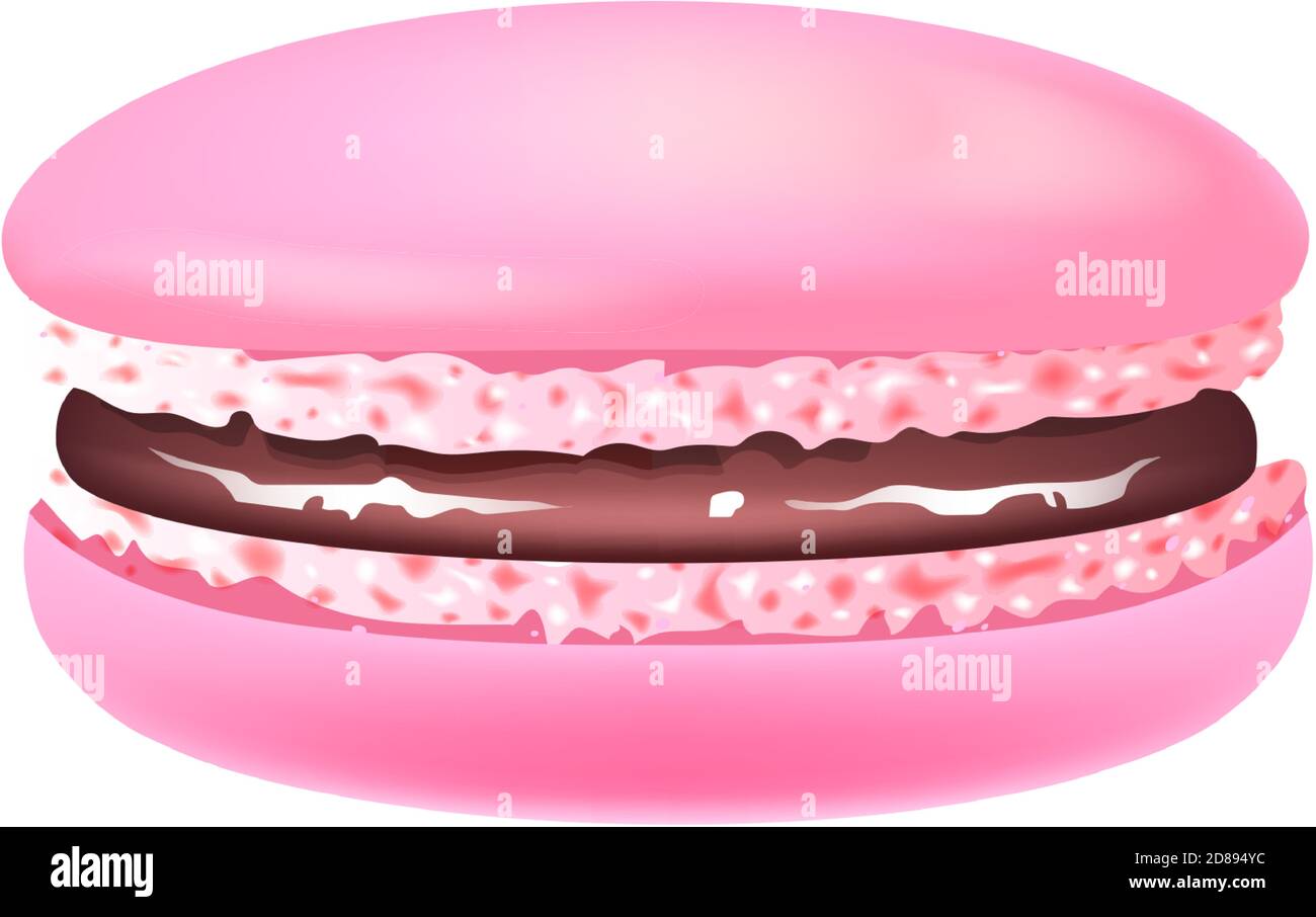 Macaroon, pink almond cookie realistic vector illustration Stock Vector ...