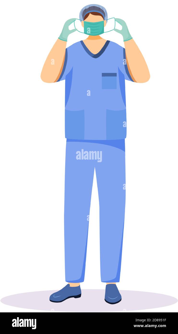 Nurse wearing face mask flat color vector faceless character Stock ...
