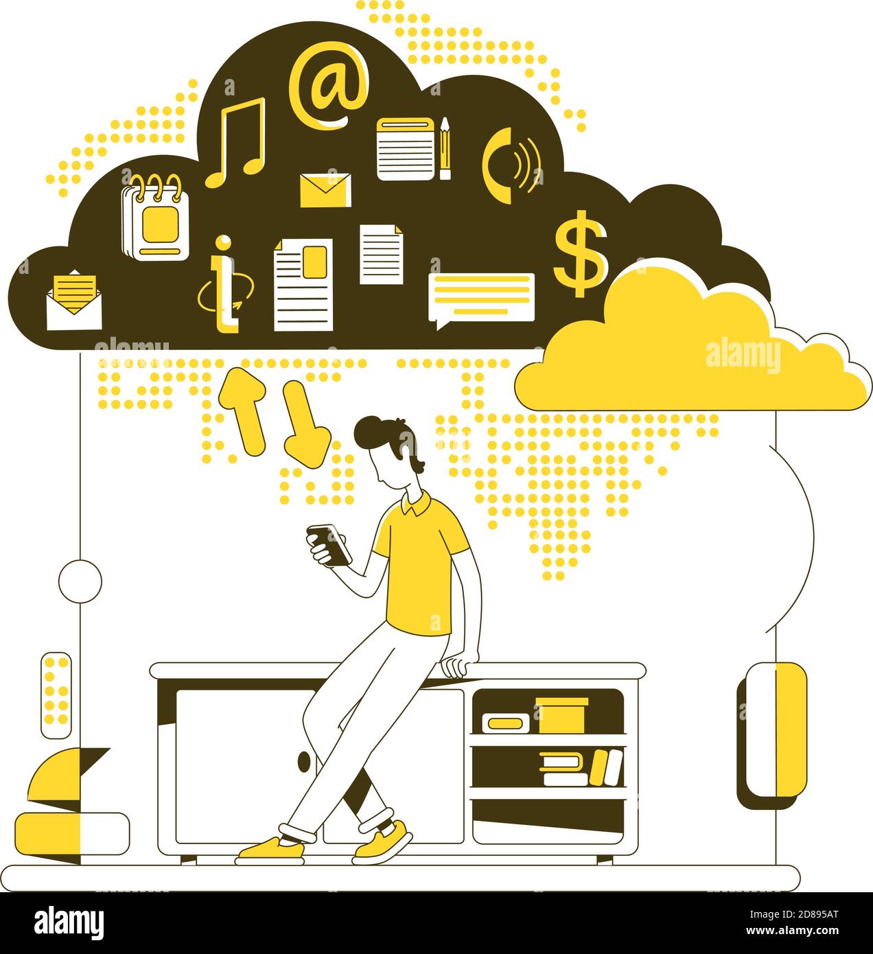 Cloud storage thin line concept vector illustration Stock Vector Image ...
