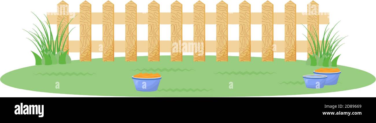 Backyard with fence flat color vector illustration Stock Vector Image ...