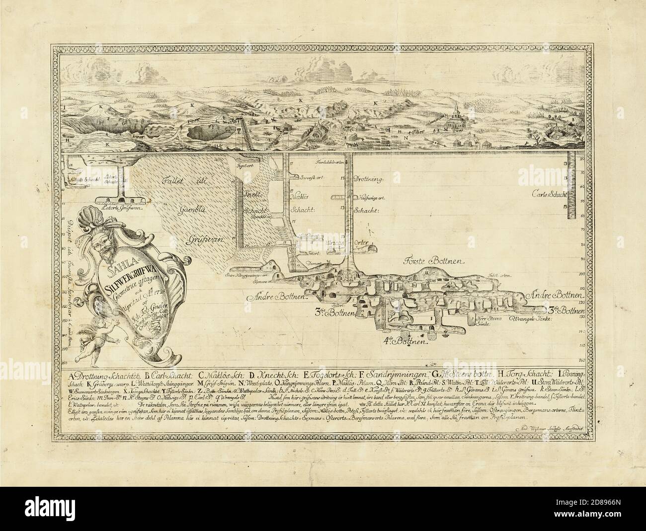 Sala Silvergruva engraving, Sala Silver Mine, Sweden 1724 Stock Photo ...