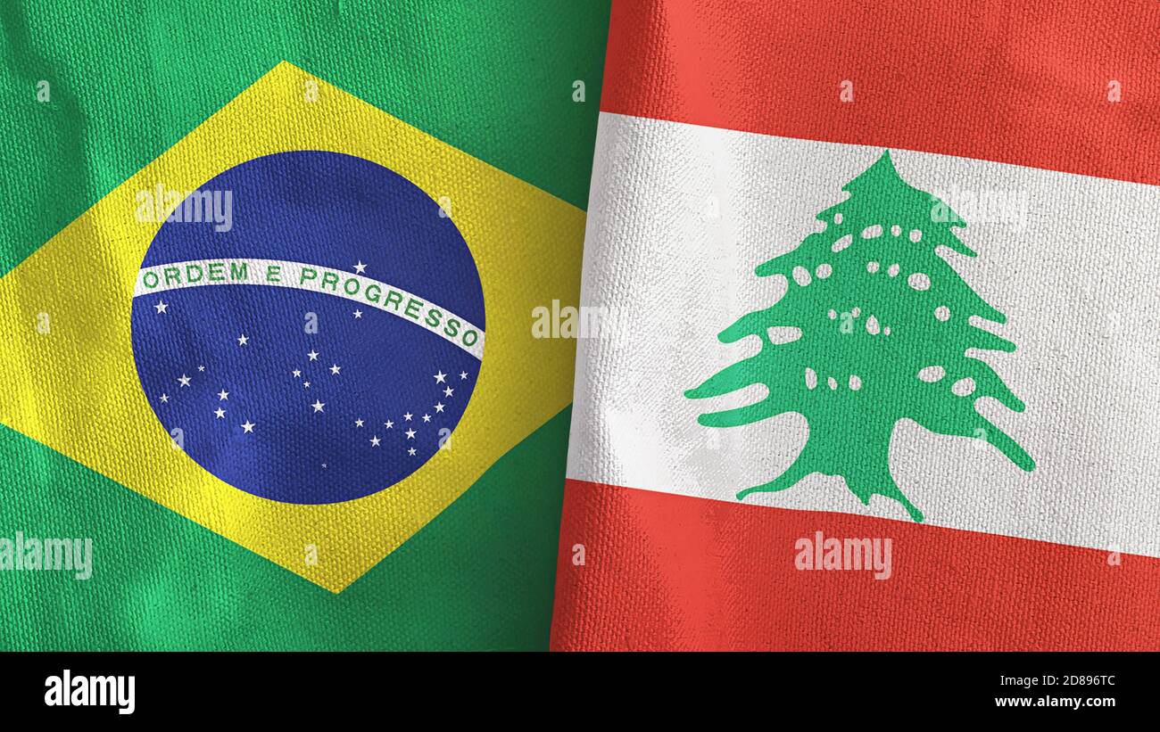 Lebanon and Brazil two flags textile cloth 3D rendering Stock Photo - Alamy