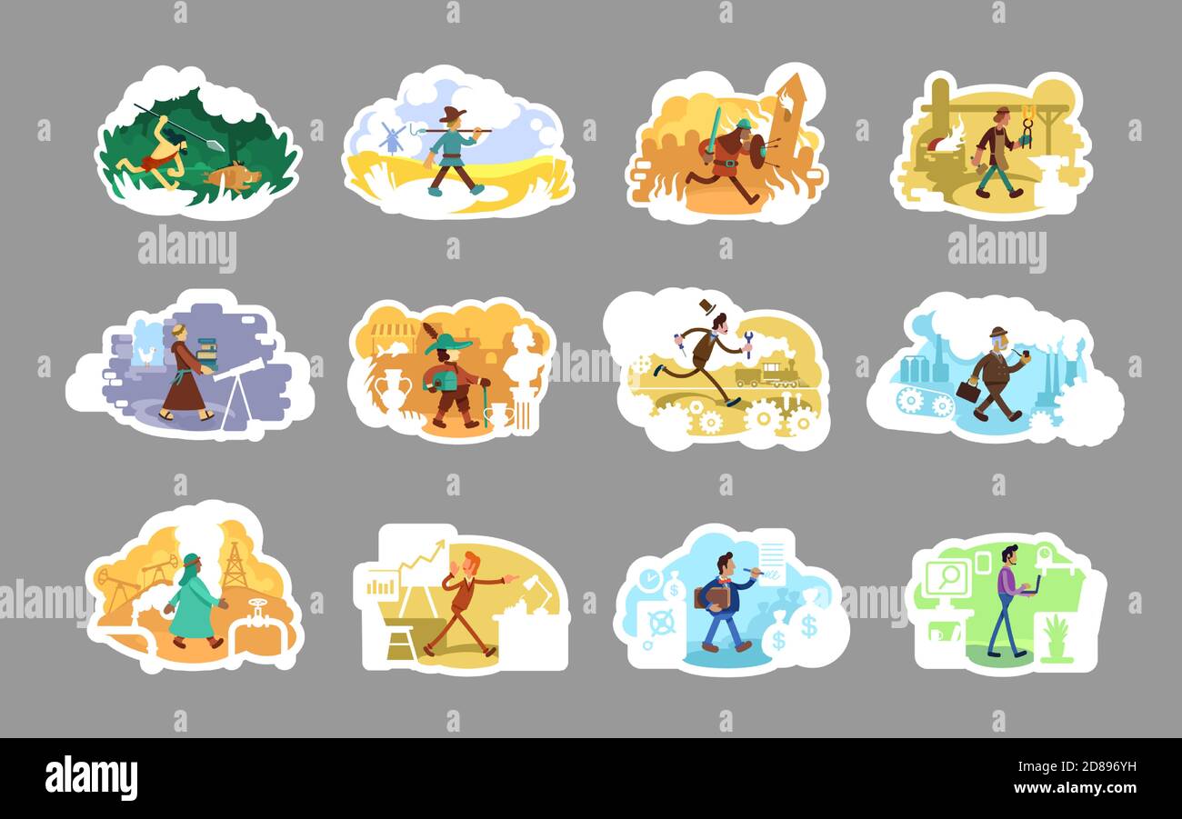 Time period people 2D vector web banner, poster set Stock Vector Image ...