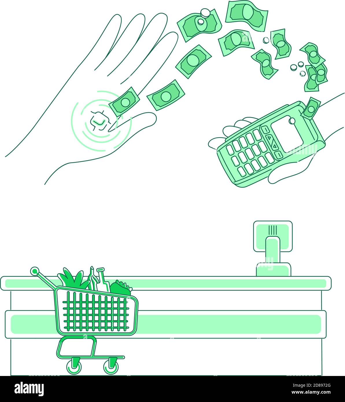 Microchip and payment terminal thin line concept vector illustration ...