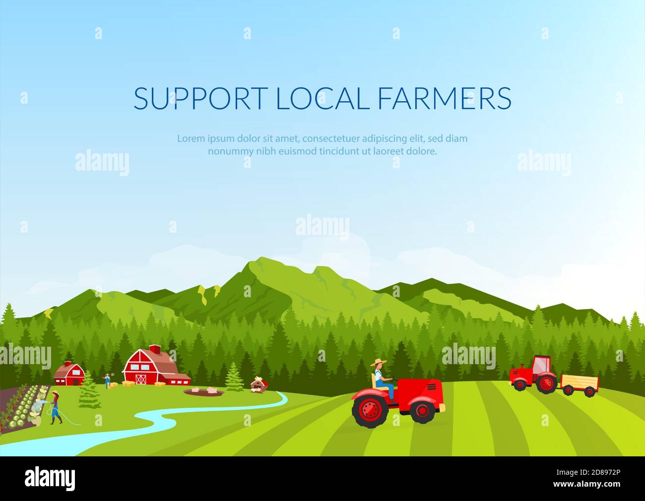 Support local farmers banner flat vector template Stock Vector Image ...