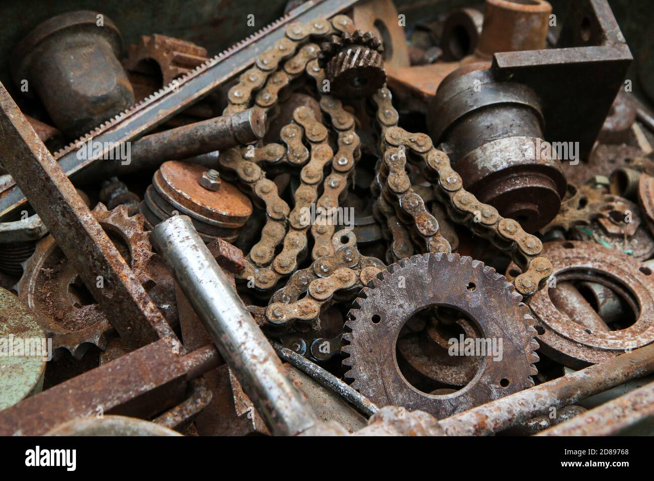 The detail of the pile with the old metal rusty parts Stock Photo - Alamy