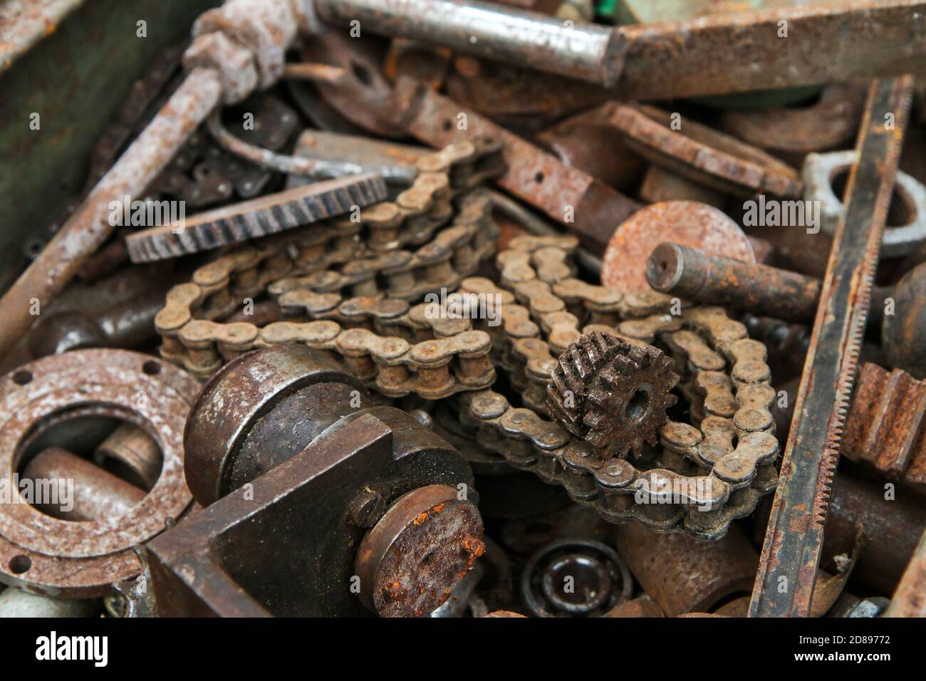 The detail of the pile with the old metal rusty parts Stock Photo - Alamy