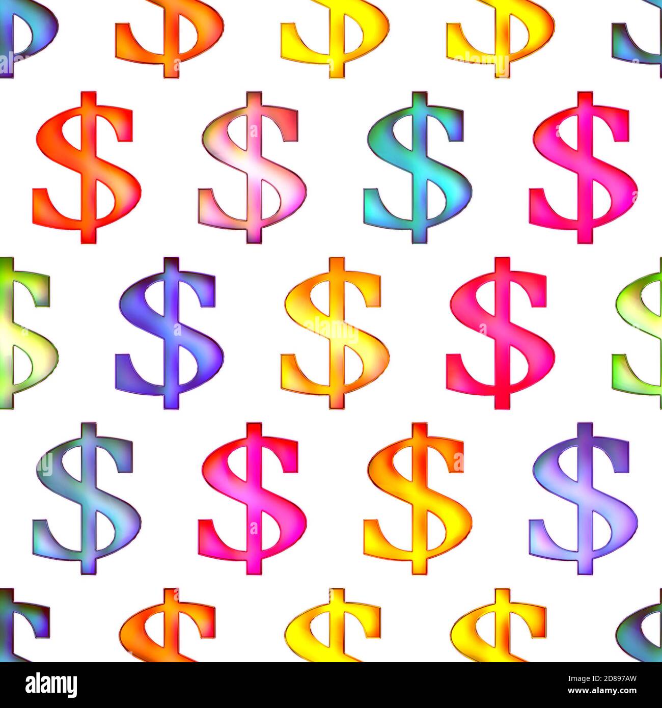 seamless texture with dollar sign Isolation on a white background Stock ...