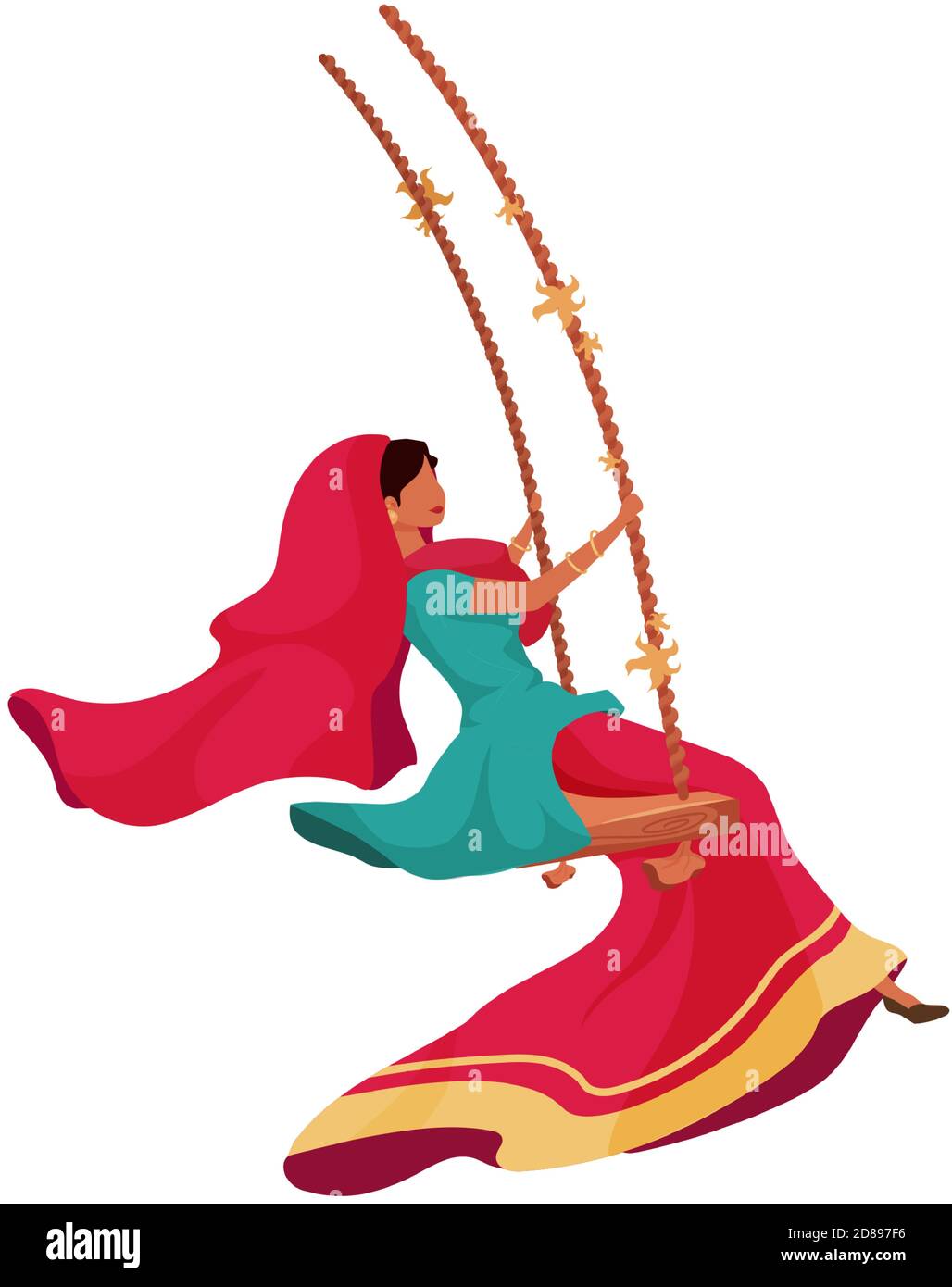Woman in sari flat color vector faceless character Stock Vector Image ...