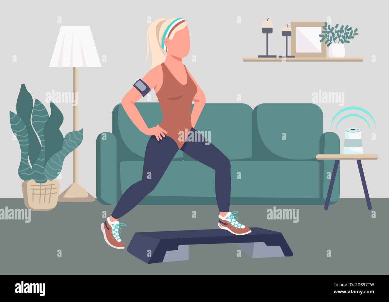 Step ups exercise flat color vector illustration Stock Vector Image ...