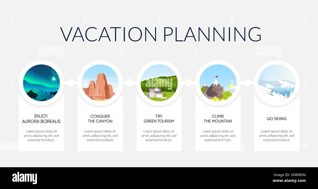 Vacation planning flat color vector informational infographic template ...
