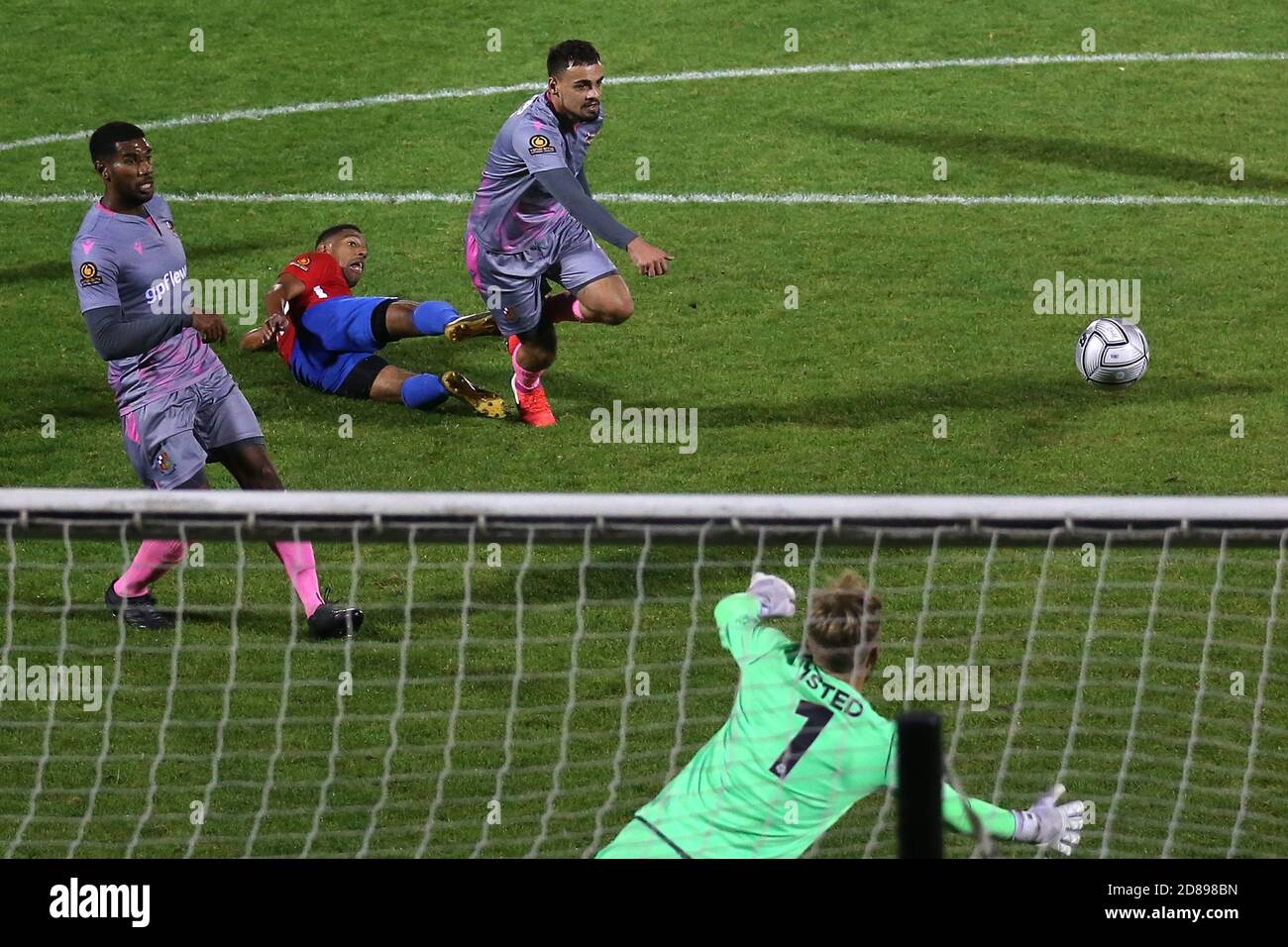 Angelo Balanta of Dagenham and Redbridge scores the first goal for his ...