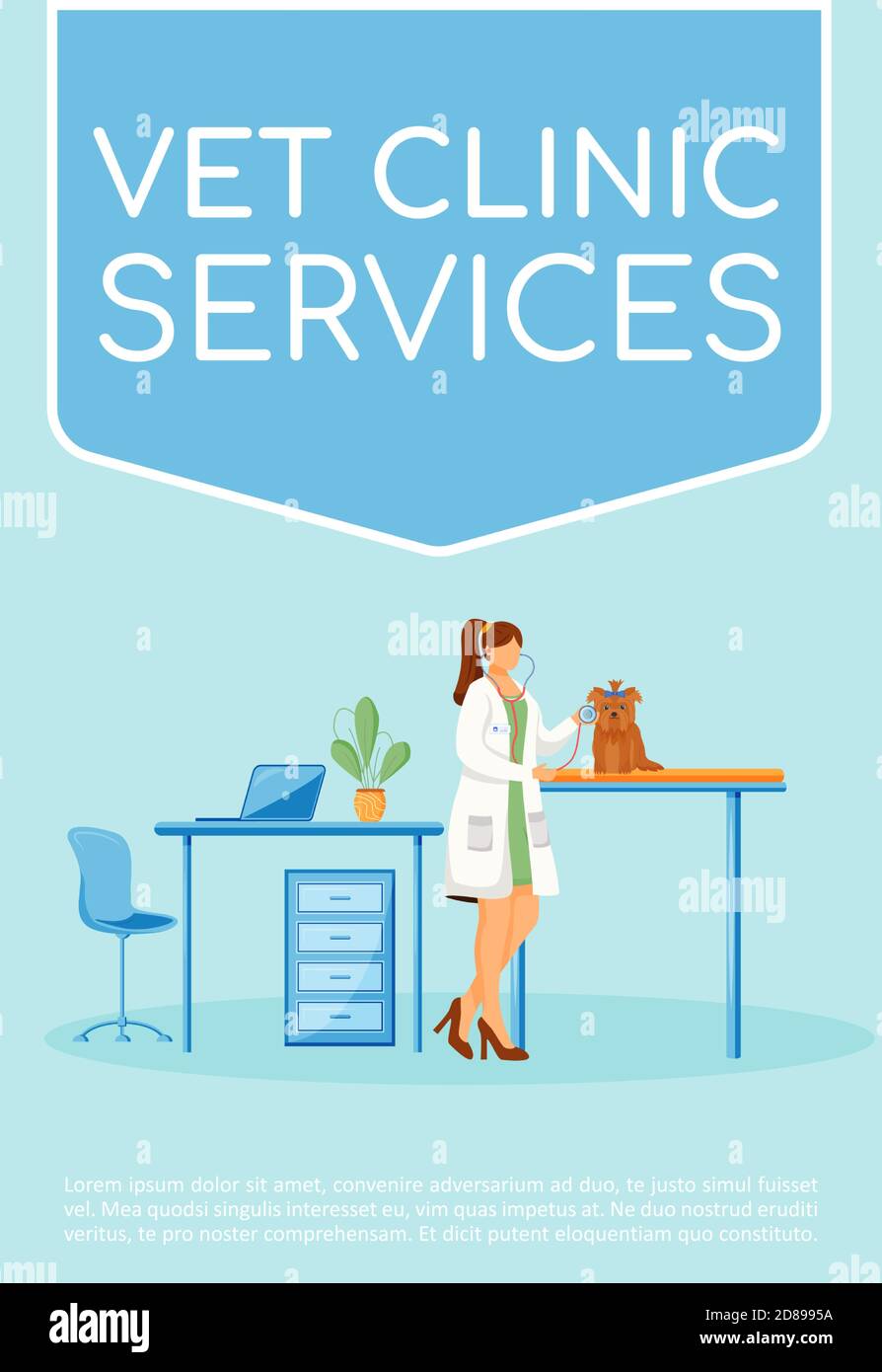 Vet clinic services poster flat vector template Stock Vector Image ...