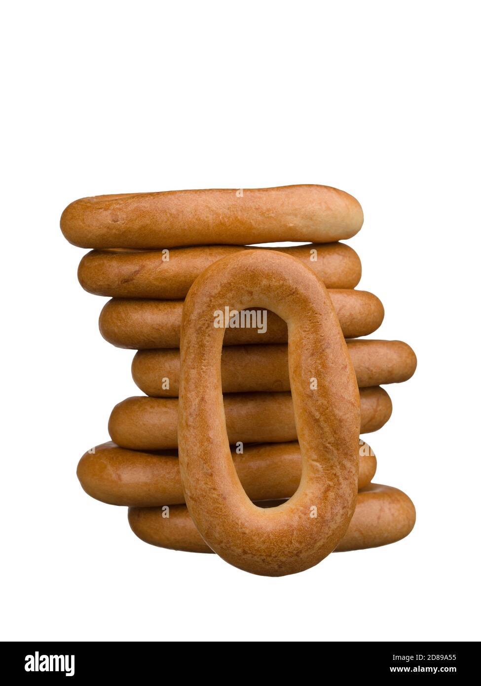 Tasty bread rings stack isolated on white background Stock Photo - Alamy