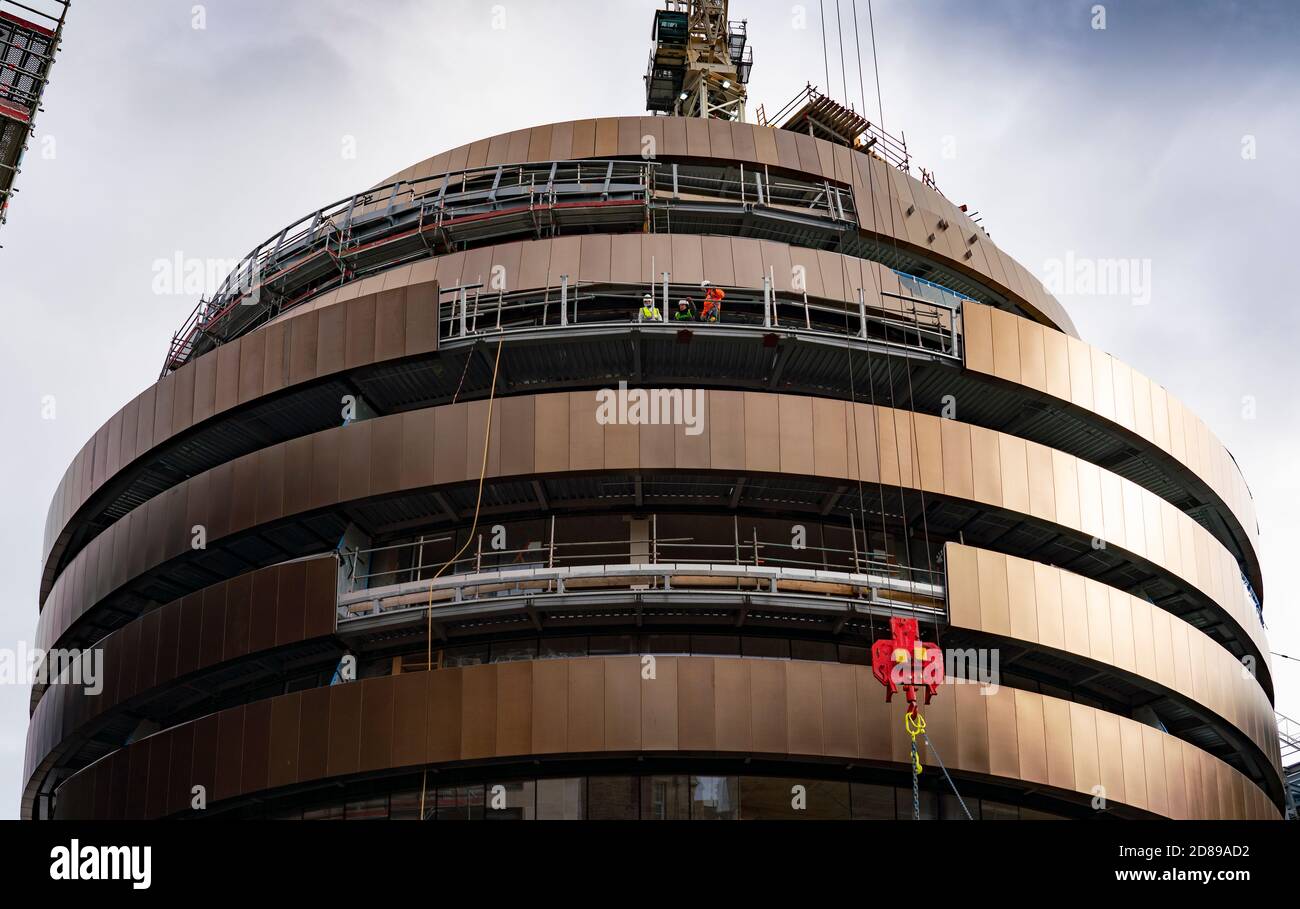 Edinburgh, Scotland, UK. 28 October 2020. Copper coloured cladding ...