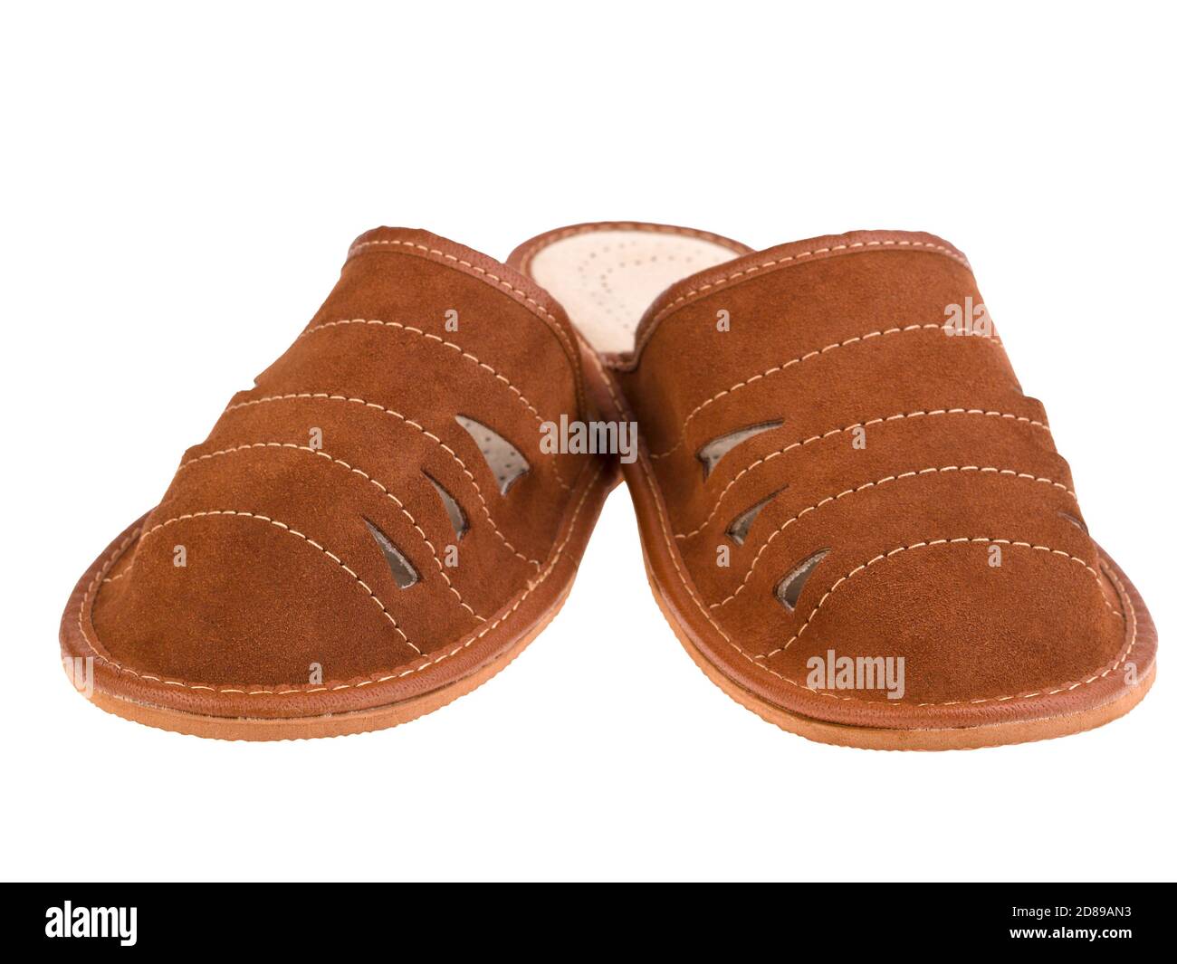 Suede house slippers isolated on white background Stock Photo - Alamy