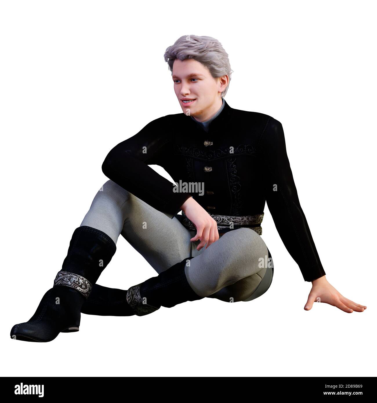 3D rendering of a fairy tale medieval prince isolated on white ...