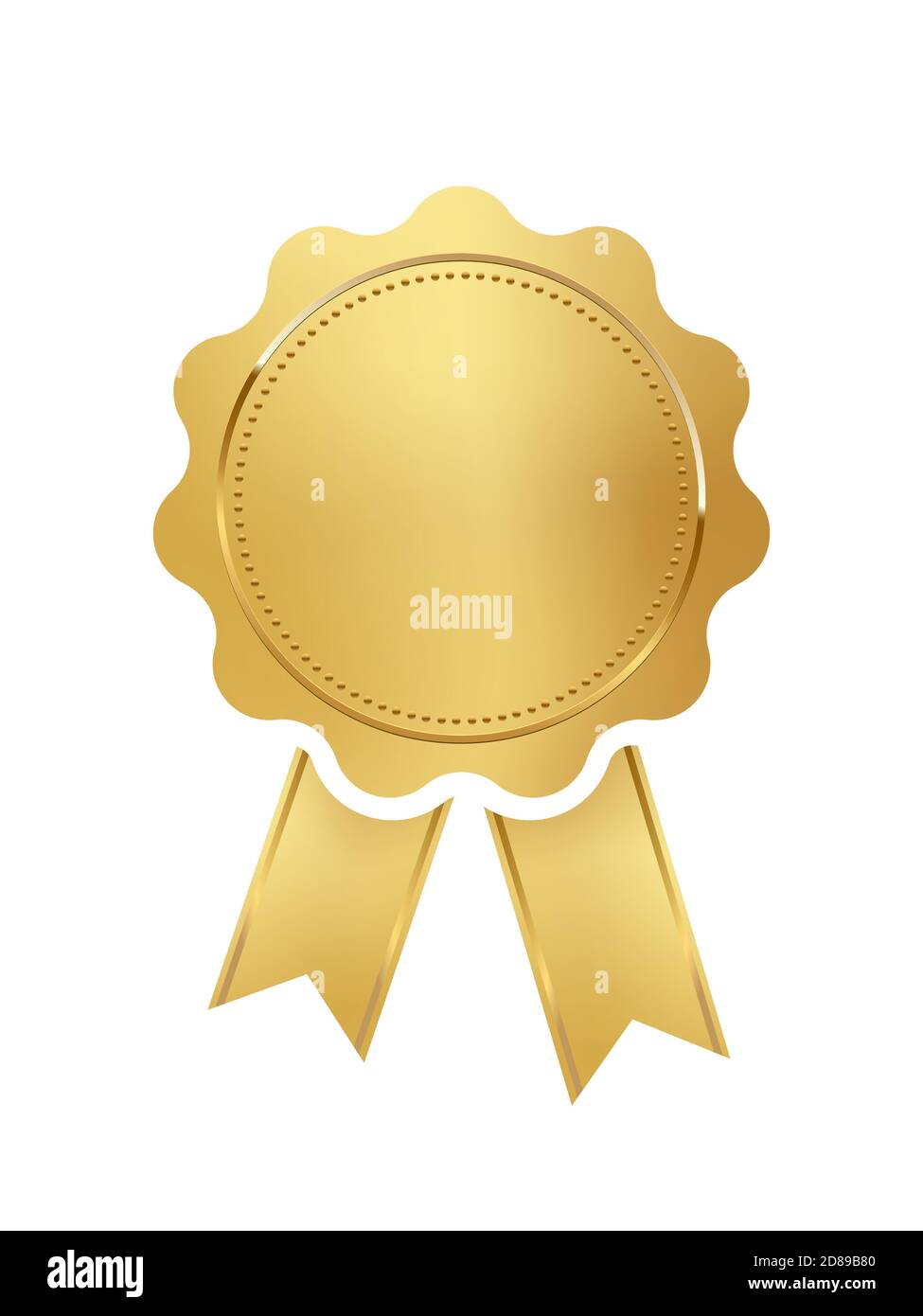 Golden stamp with ribbons isolated on white background. Luxury seal ...