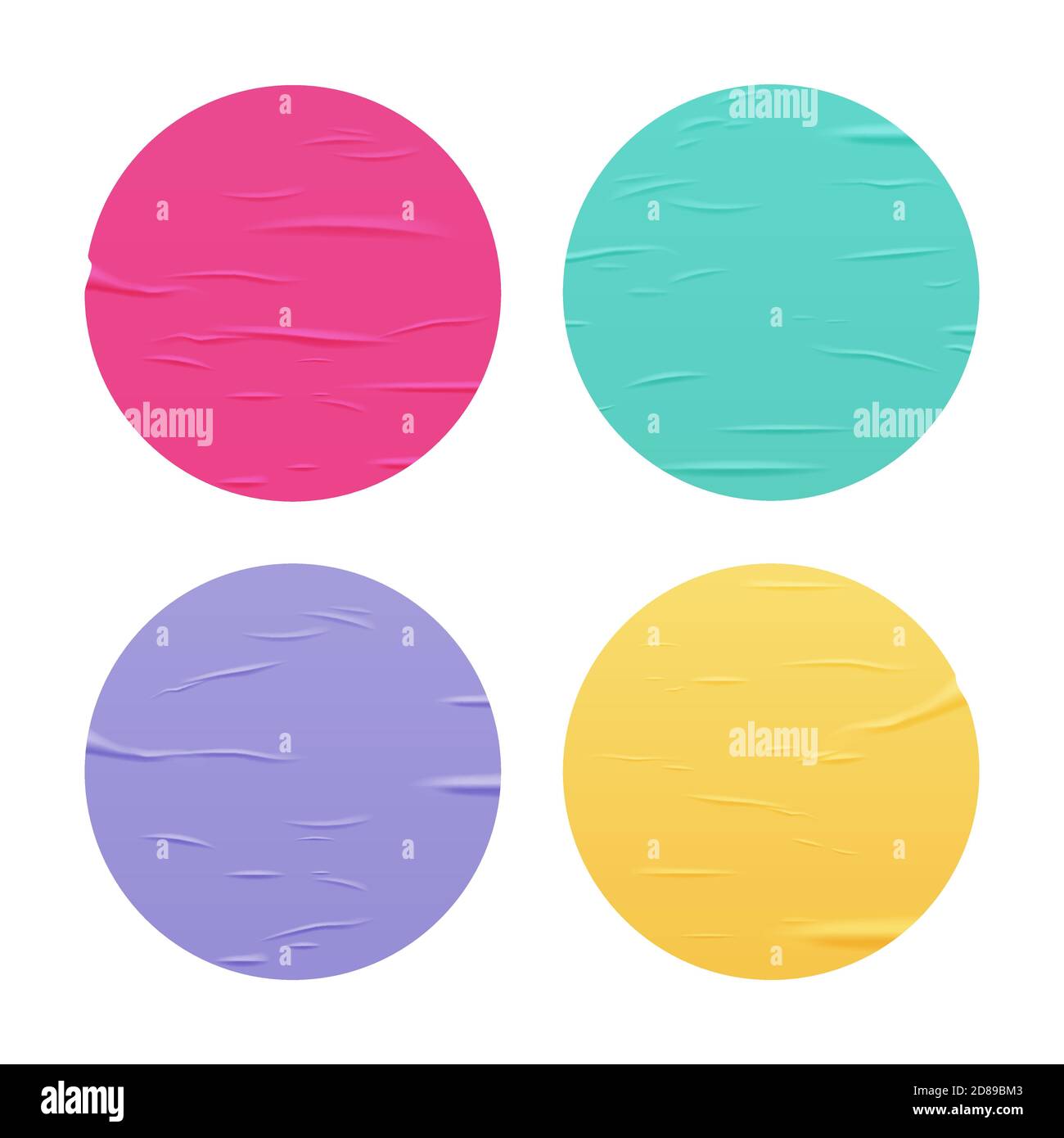 Glued color round stickers set isolated on white background. Vector ...