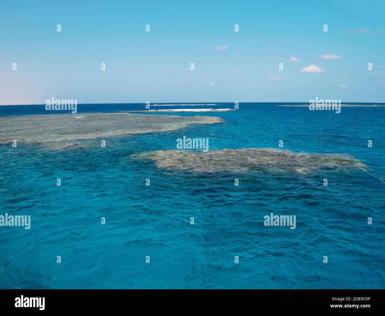 Top view on sea surface with coral reefs (Red sea, Egypt Stock Photo ...