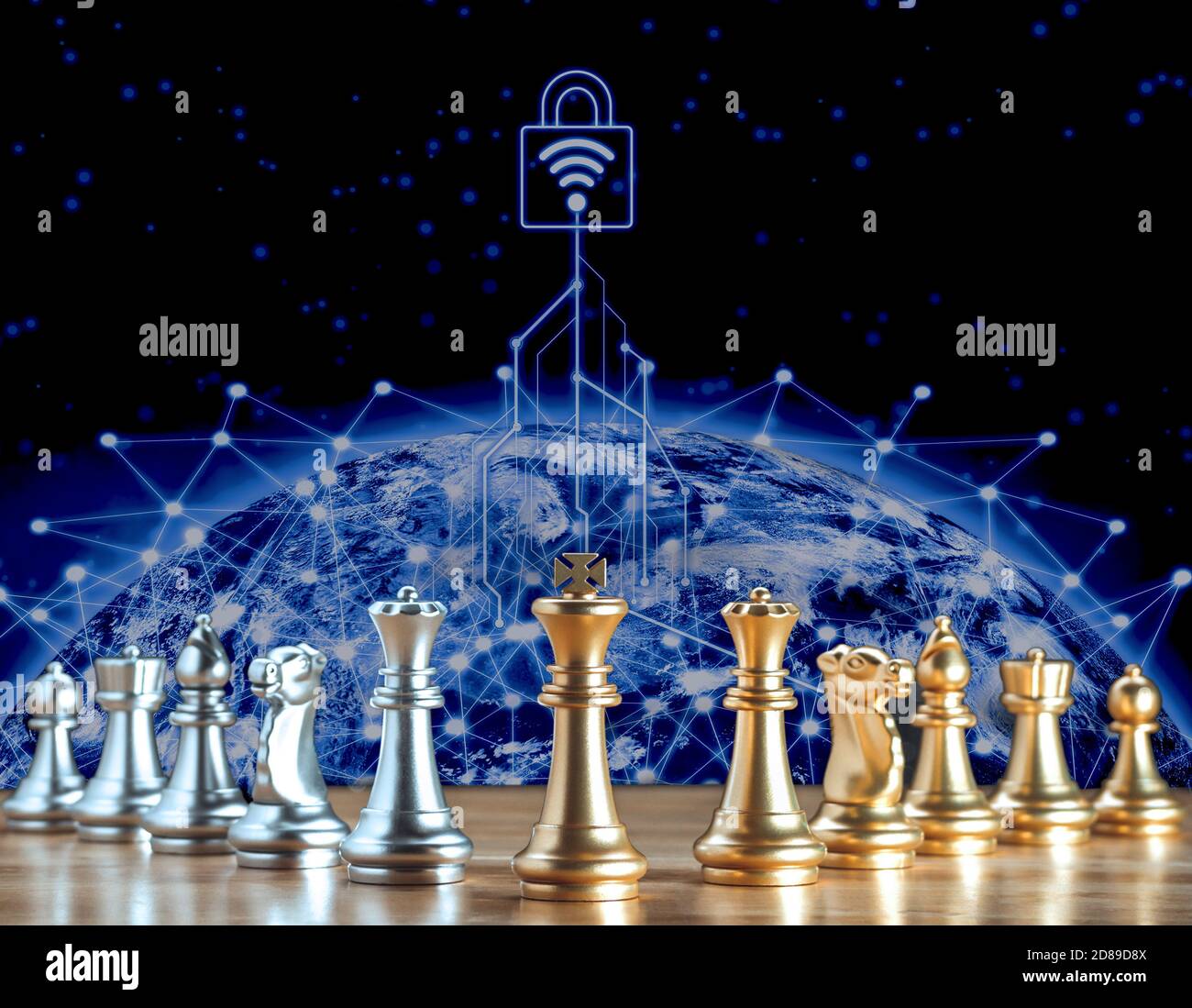 Chess set, Gold and silver cheese with teamwork to victory, business ...