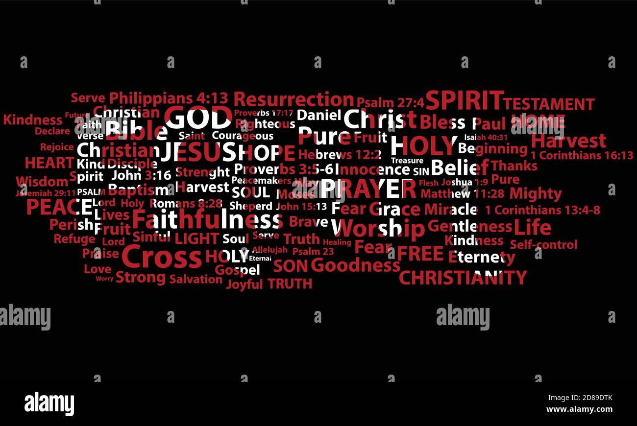 Word faith highlighted in white written with christian words on black ...