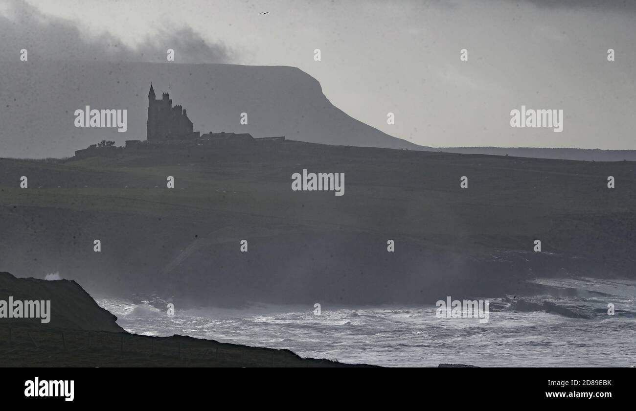A general view of Classiebawn castle Mullaghmore in front of Mount Ben ...