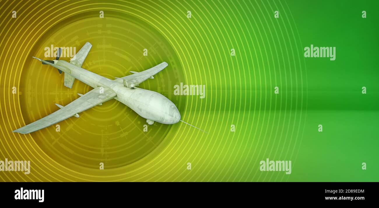 UAV drone military concept wih green background. A 3D rendering ...